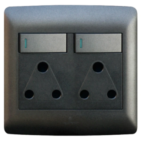 Double Socket Charcoal 4×4 (Hello Today) - Outlight Electrical