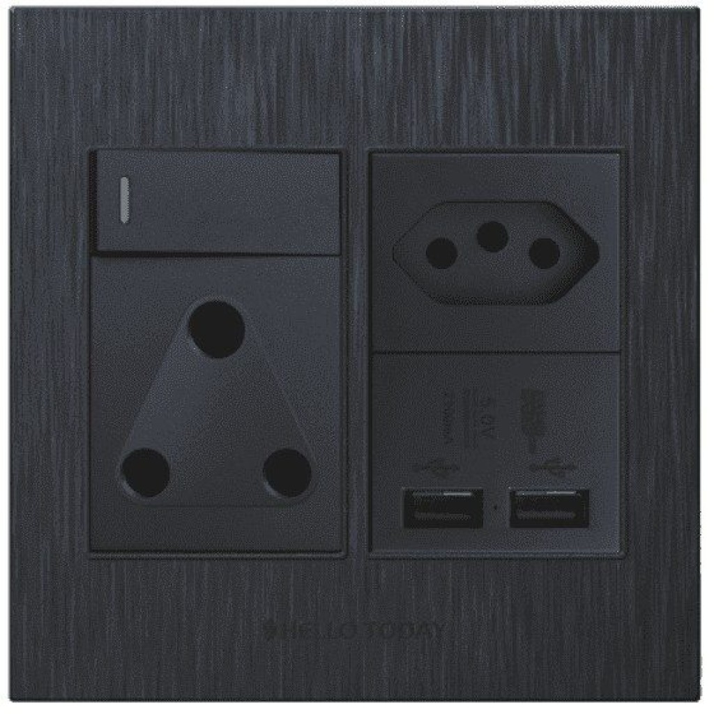 4×4 Usb/euro/single Socket Black Design – Hello Today - Outlight Electrical